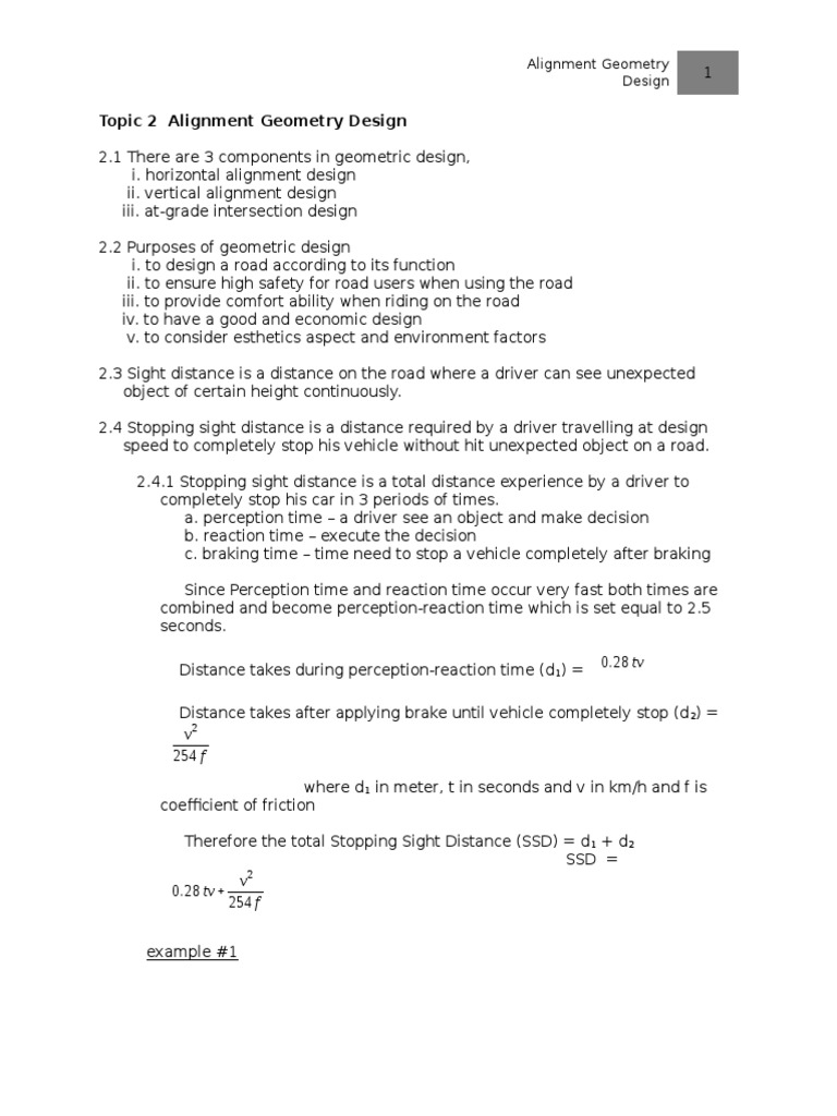 Topic 2 Alignment Geometry Design Aaadsd | PDF | Road Transport | Transport