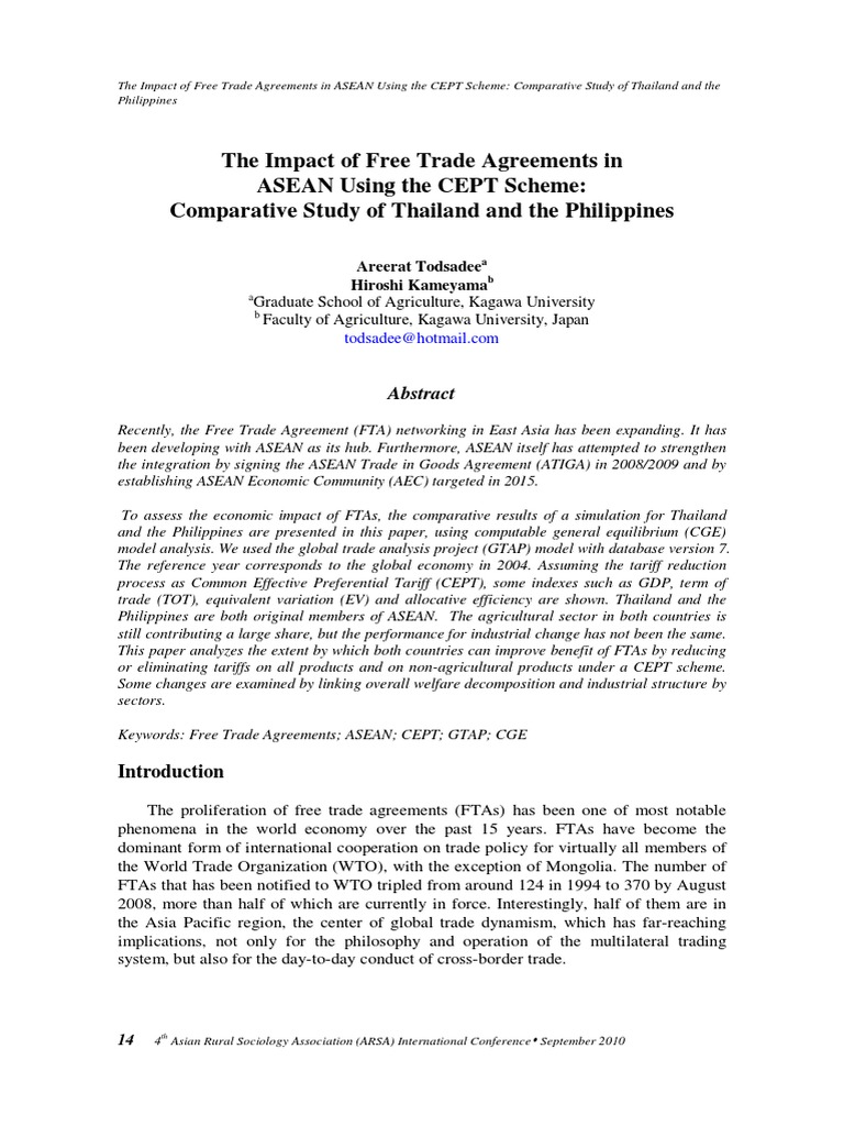 Impact of AFTA-CEPT To Thailand and The Philippines | PDF | Association ...