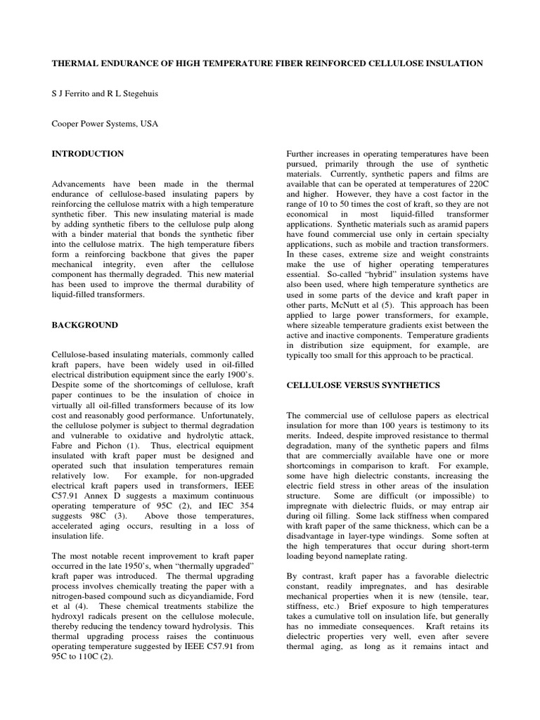 Thermally Upgraded Paper | PDF | Paper | Fibers
