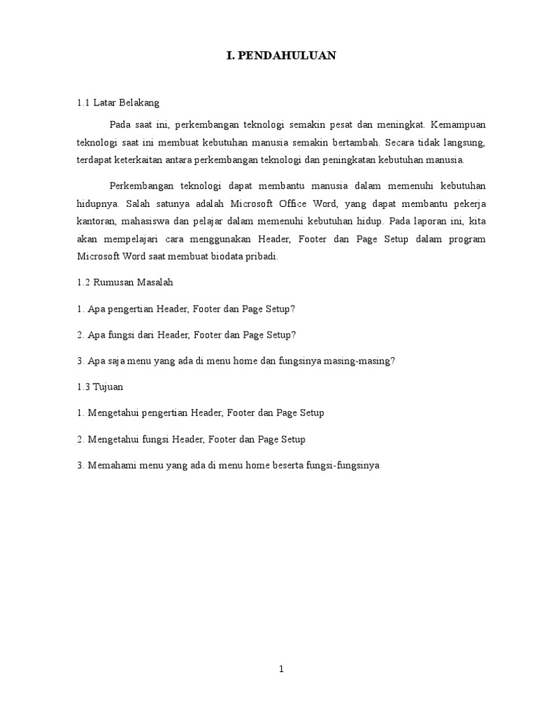 Laporan Header, Footer Dan Page Setup | PDF