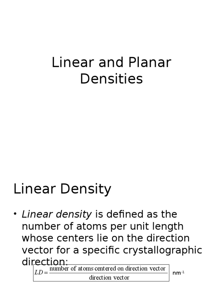 Linear and Planar Densities | PDF