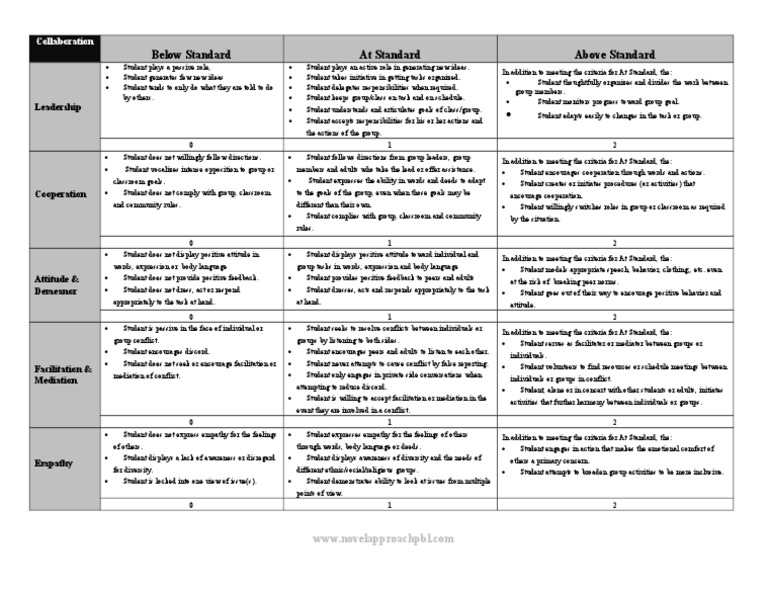 Collaboration Rubric | PDF | Mediation | Facilitator
