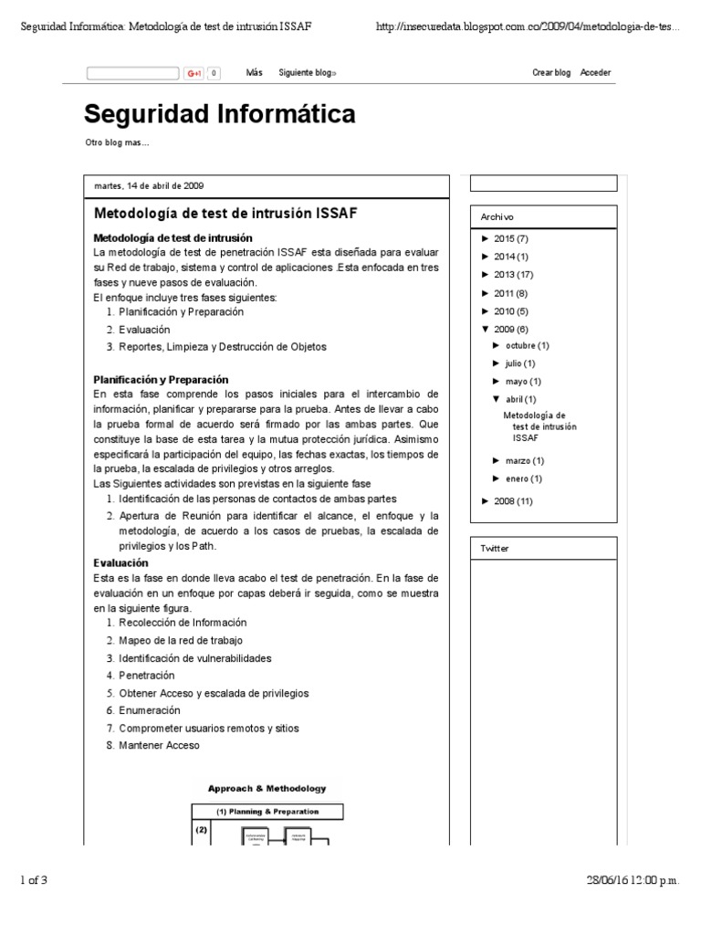 Seguridad Informática: Metodología de Test de Intrusión ISSAF | PDF ...