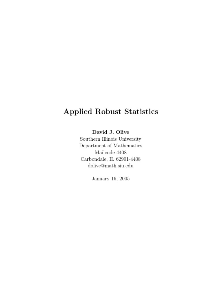 Applied Robust Statistics | PDF | Robust Statistics | Ordinary Least ...