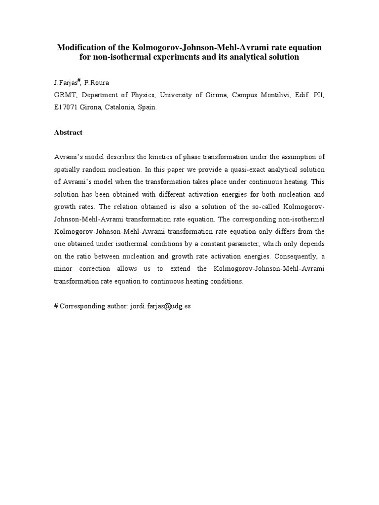 Modification of The Kolmogorov-Johnson-Mehl-Avrami Rate Equation For ...