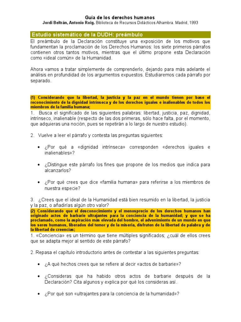 Guía de Los Derechos Humanos | PDF | Libertad | Dignidad