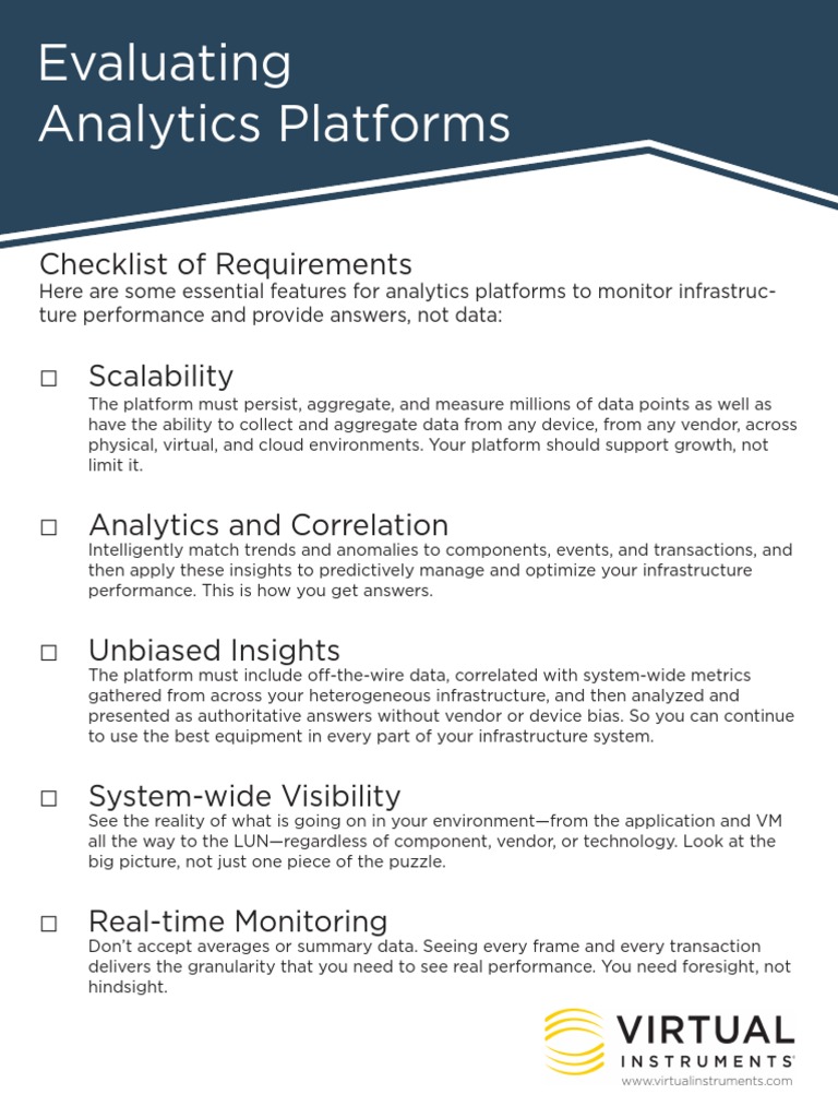 Evaluating Analytics Platforms: Checklist of Requirements Scalability | PDF