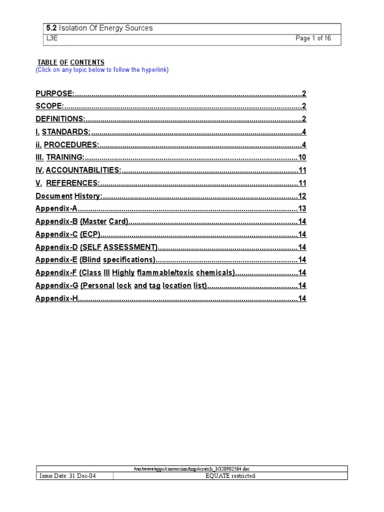 Energy Isolation Safety Procedures | PDF | Mechanical Engineering ...