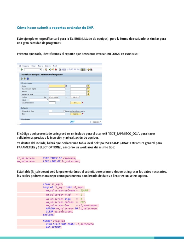 Envío de Reportes SAP: Guía Rápida | PDF | Tabla (base de datos ...