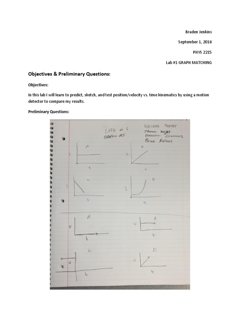 Lab 1 Graph Matching Pdf Velocity Speed 5491