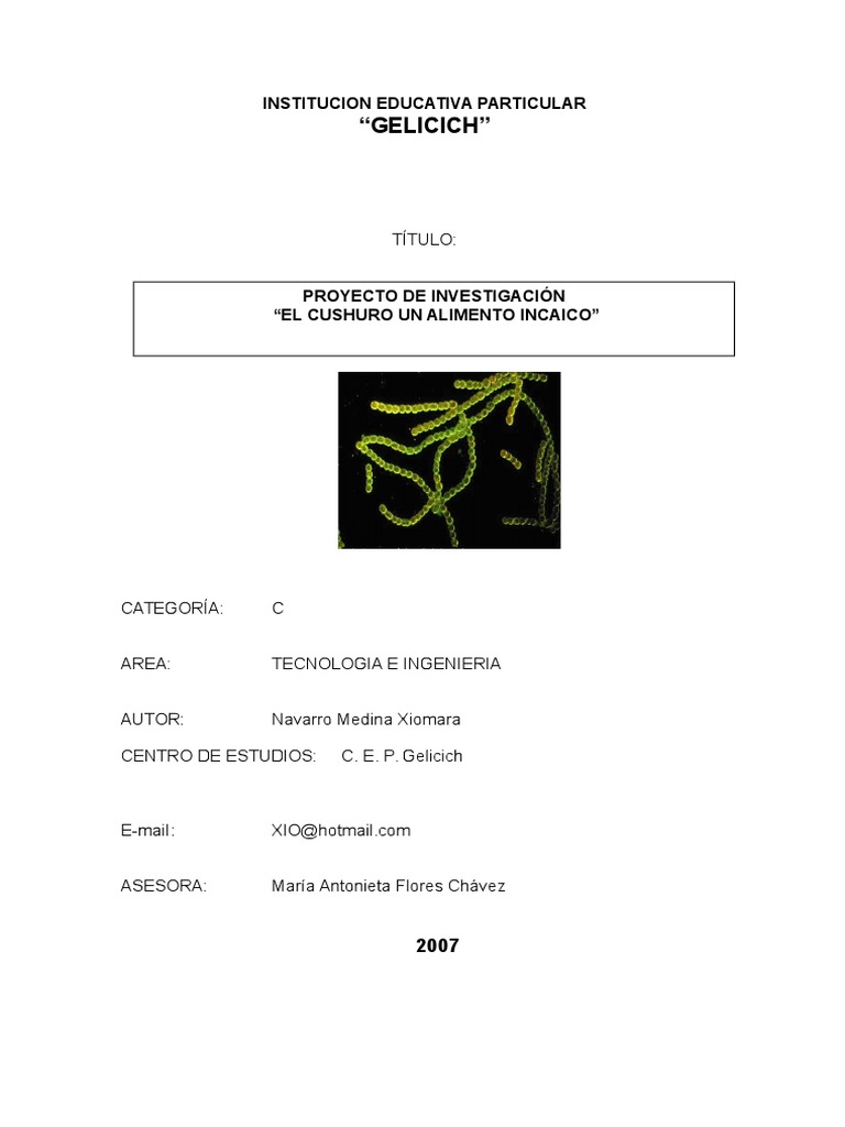 Proyecto Del Cushuro | PDF | Biología Celular) | Carbohidratos