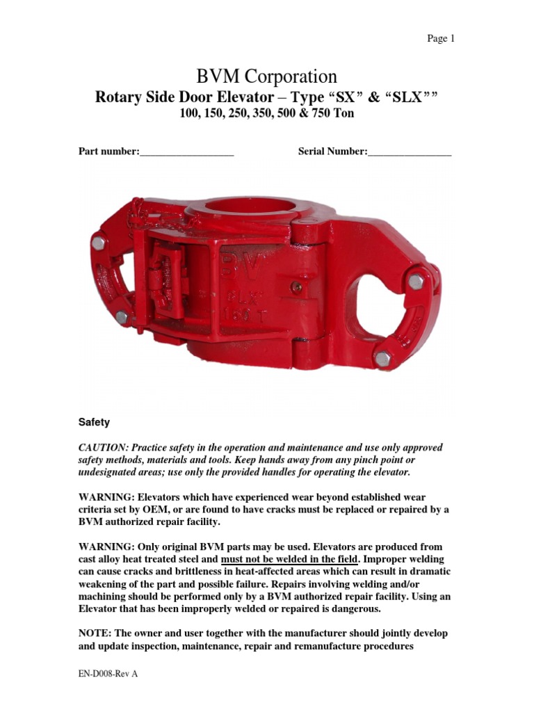 SLX SX Elevator Maintenance Manual | PDF | Elevator | Wear