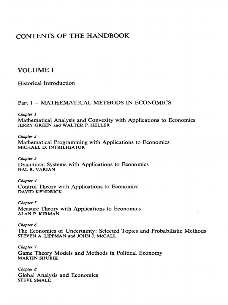 Handbook of Mathematical Economics Vol 1 | PDF | Mathematical Economics ...