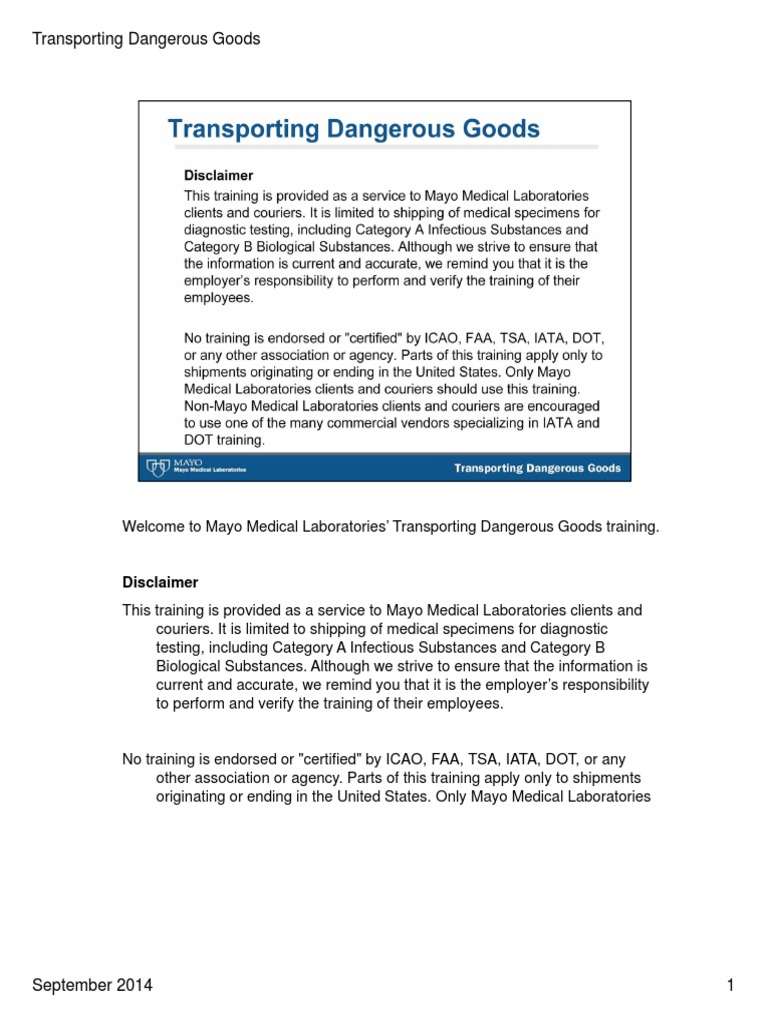 Dangerous Goods Handout | PDF | Dangerous Goods | Infection
