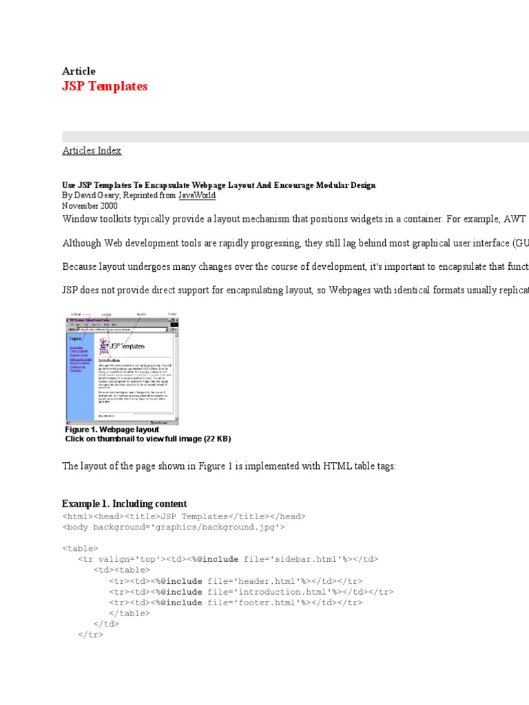 JSP Template | PDF | Web Page | Java Server Pages