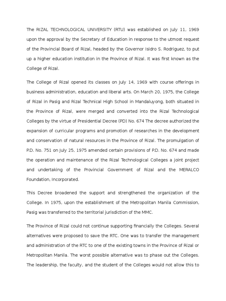 History and Mission of RTU | PDF | Academia | Further Education