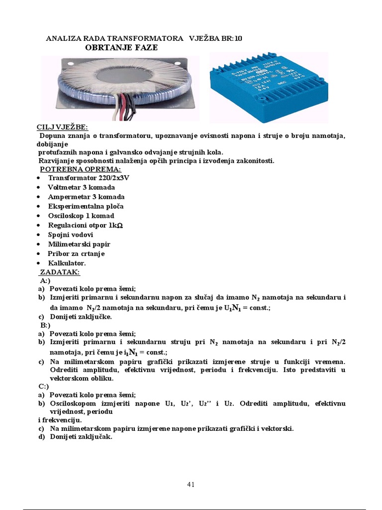 Analiza Rada Transformatora Obrtanje Faze | PDF
