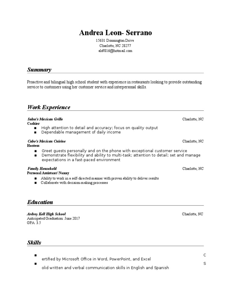 Chipotle 2016 Resume | PDF