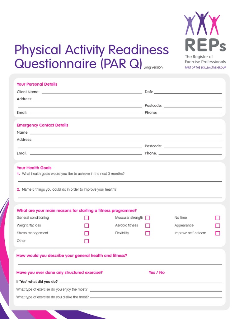 REPs Members Lifestyle Questionnaire 2014 Long | PDF | Physical ...