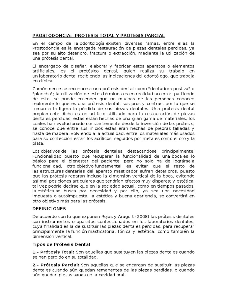 Protocolo Protesis Total o Parcial | PDF | Dentadura postiza | Ramas de ...