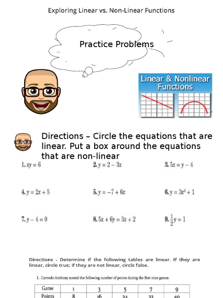 Linear Vs Non Linear Functions Website Version | PDF