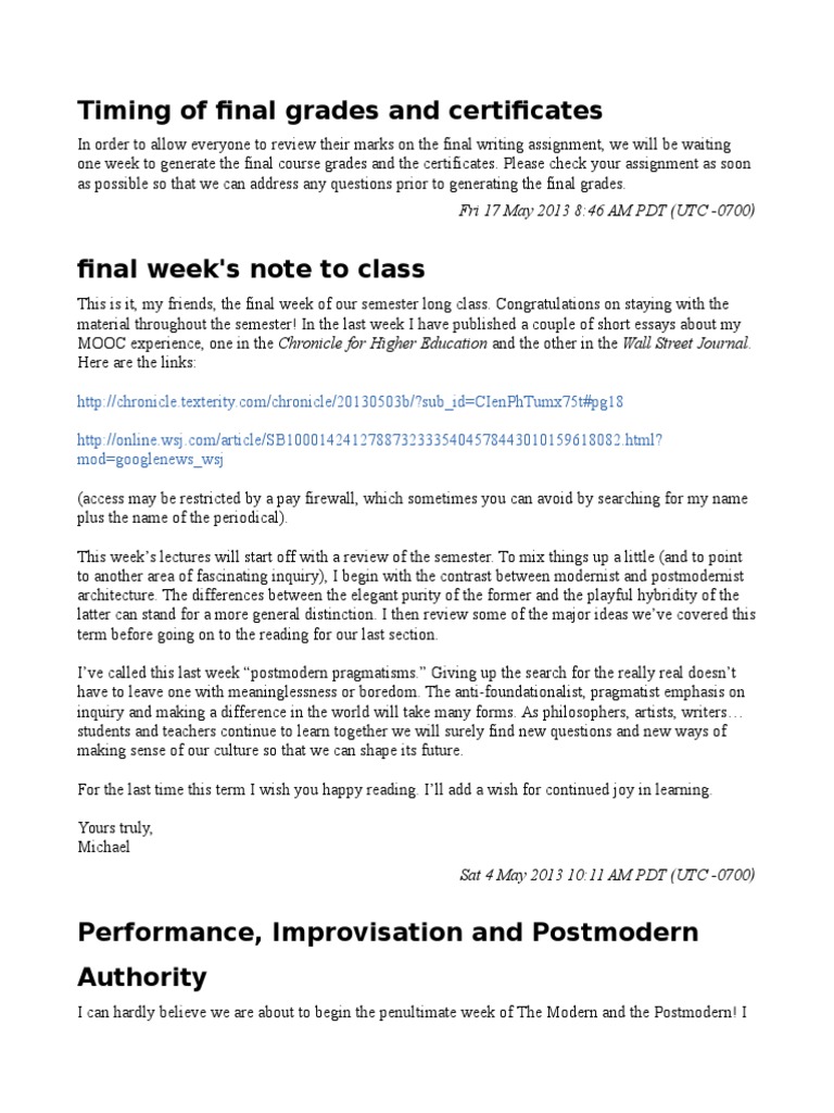 Timing of Final Grades and Certificates: Mod Googlenews - WSJ | PDF ...