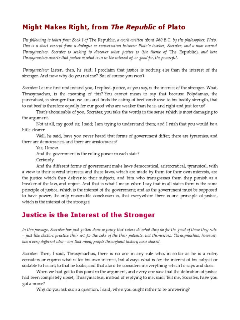 Republic Might Makes Right | PDF | Justice | Crime & Violence