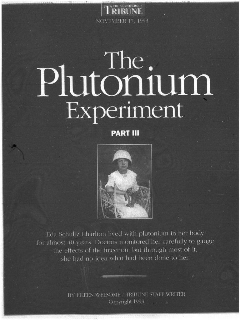 The Plutonium Experiments: Eda Charlton | PDF
