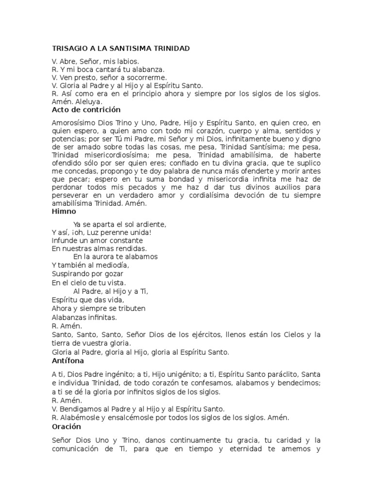 Trisagio A La Santísima Trinidad | PDF | Trinidad | espíritu Santo