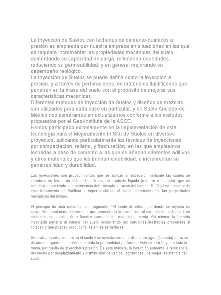 Concreto Inyectado | PDF | Cemento | Suelo