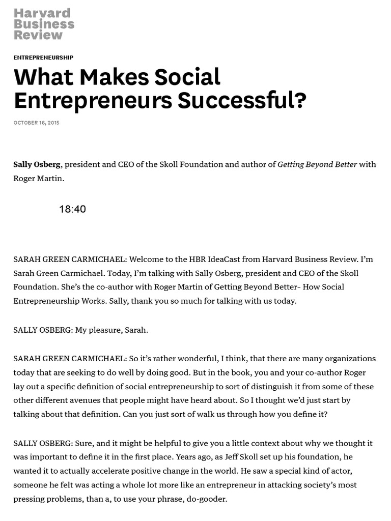 What Makes Social Entrepreneurs Successful | Social Entrepreneurship ...