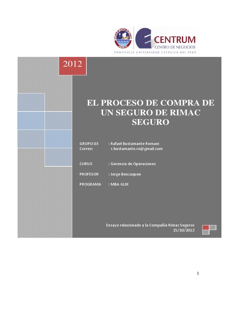 Ensayo Rimac Seguros | PDF | Seguro | Calidad (comercial)