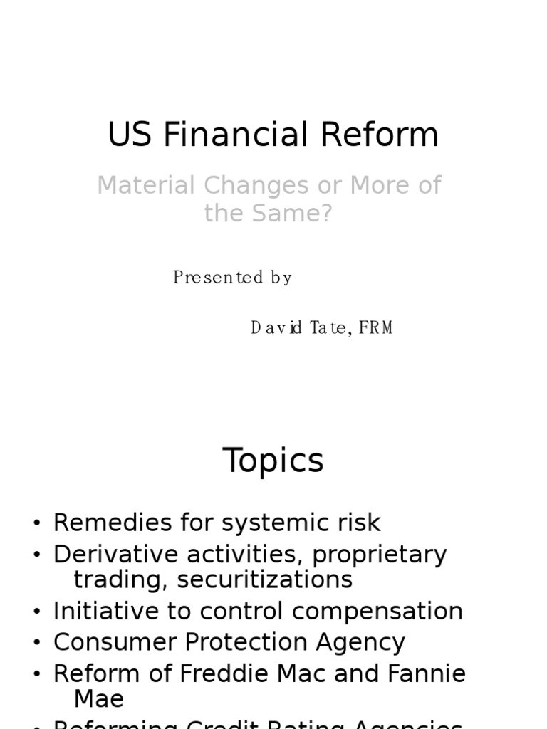 US Financial Reform Analysis | PDF | Derivative (Finance) | Hedge Fund