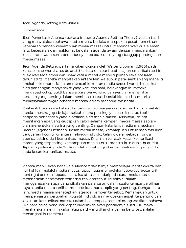 Teori Agenda Setting Komunikasi | PDF