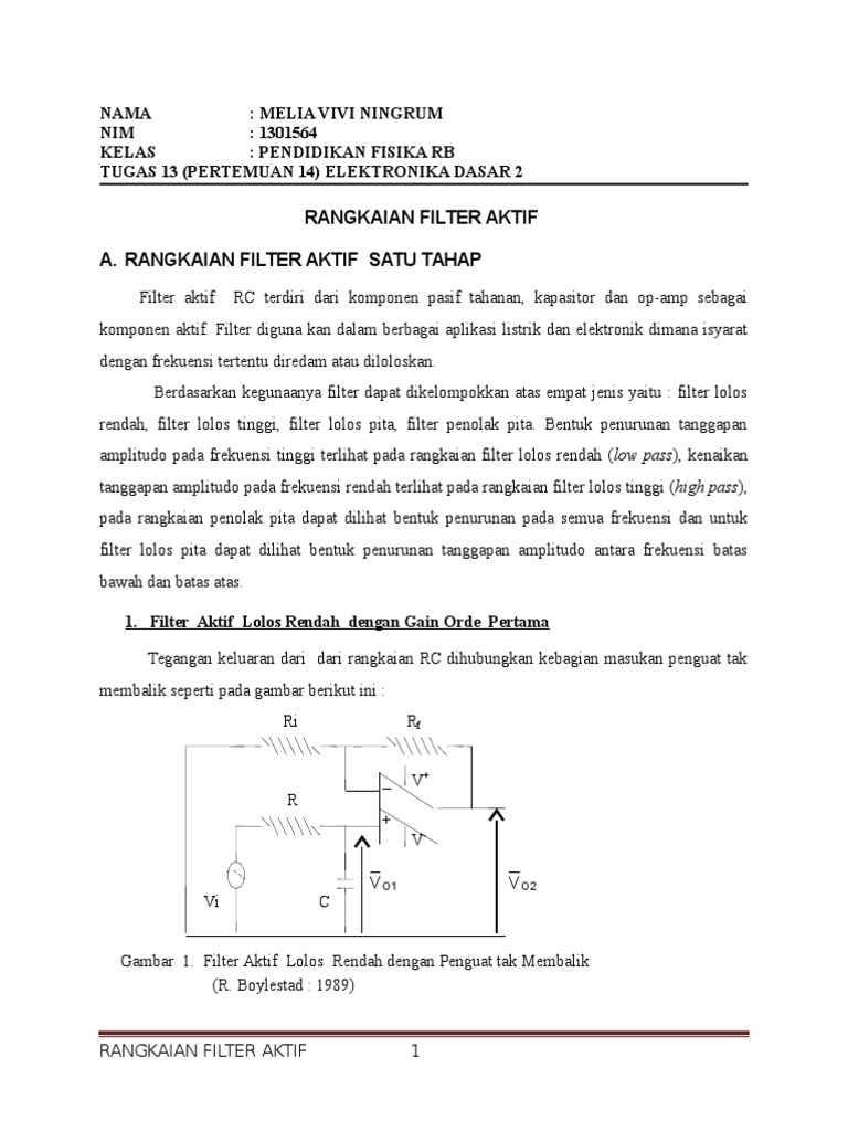 Rangkaian Filter Aktif | PDF | Sains & Matematika | Komputer