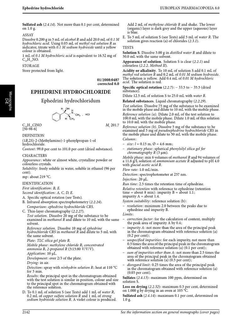 Ephedrine Hydrochloride | PDF | Solution | Thin Layer Chromatography