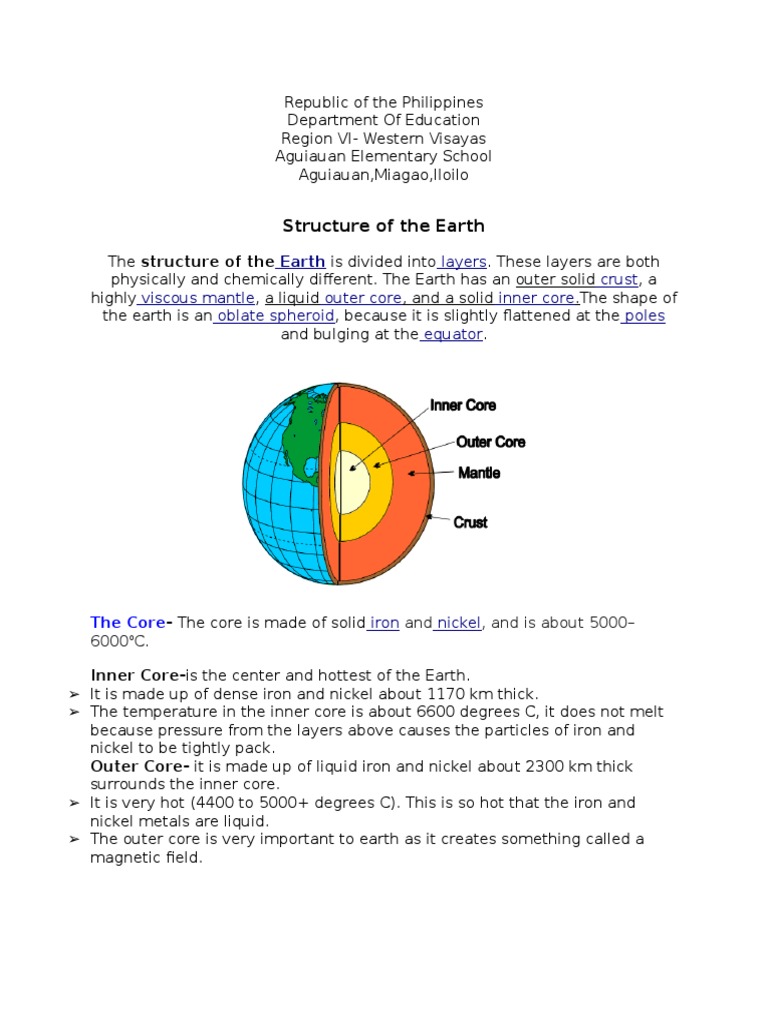 The Structure of The Earth | PDF | Crust (Geology) | Structure Of The Earth