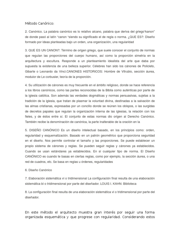 Método Canónico | Derecho canónico | Diseño