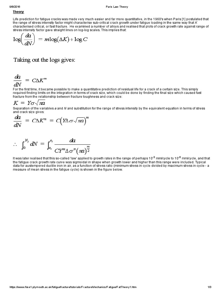 Paris Law Theory | PDF | Fracture | Fracture Mechanics