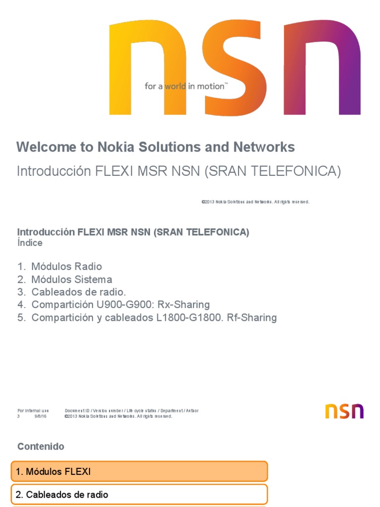 Introducción Flexi MSR Proyecto Single RAN NSN Telefonica | PDF | Nokia ...