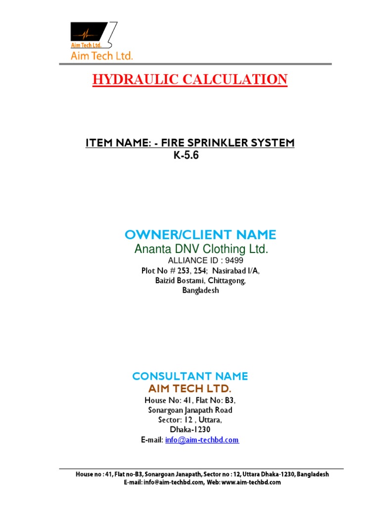 Fire Sprinkler Hydraulic Calculation Report | PDF | Fire Sprinkler ...