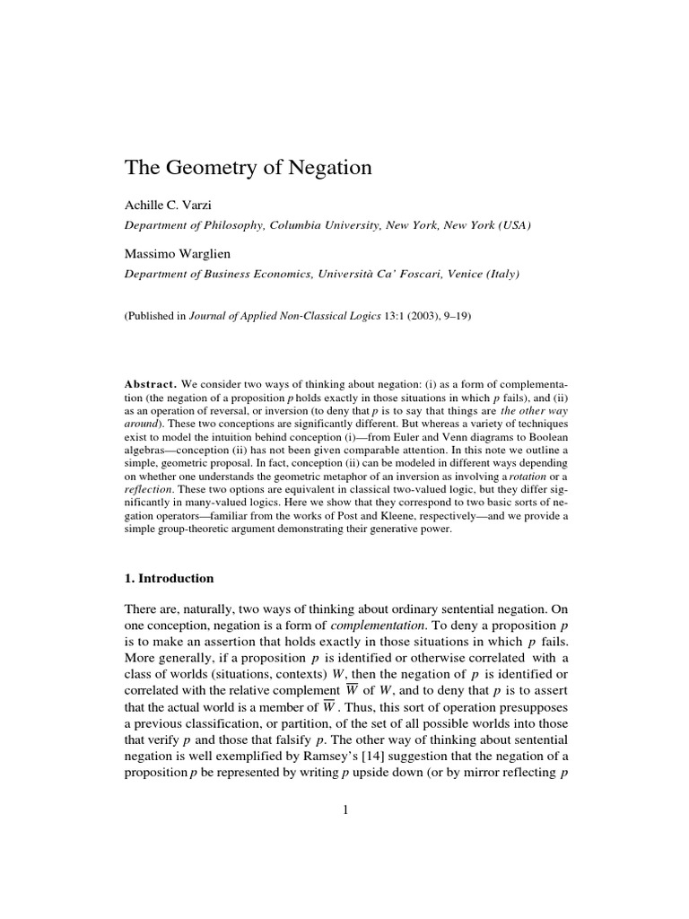 The Geometry of Negation PDF | PDF