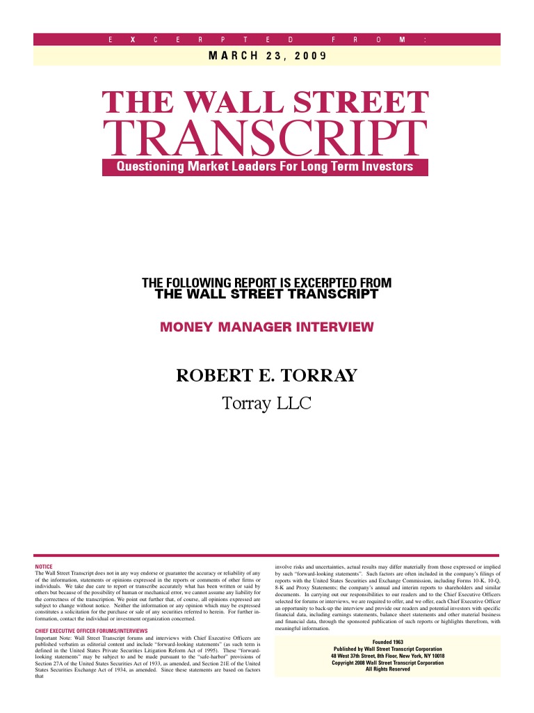 Transcript: The Wall Street | PDF | Investing | Short (Finance)