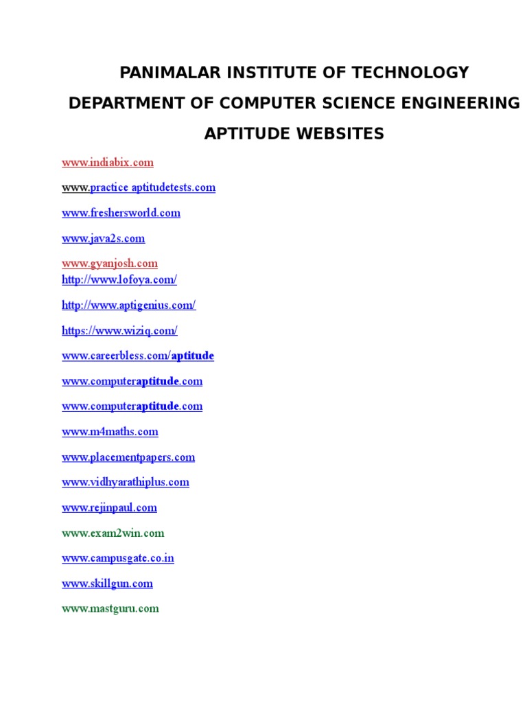Aptitude Sites | PDF | Technology & Engineering
