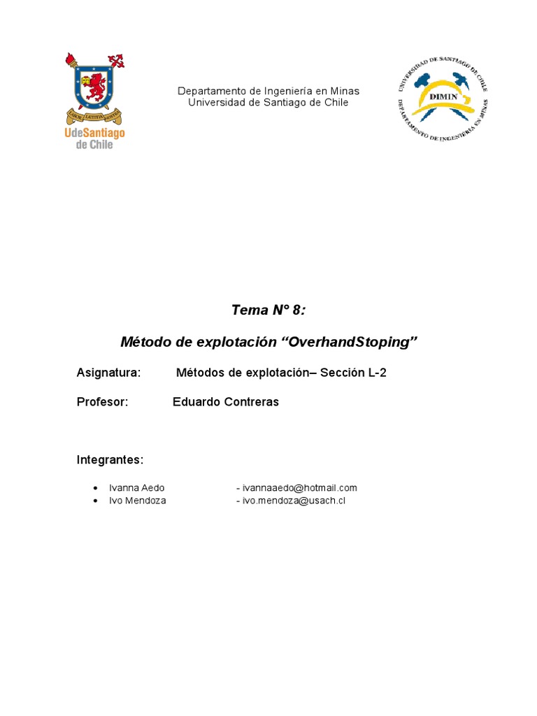 Método Overhand Stoping en Minería | PDF | Chimenea | Minería