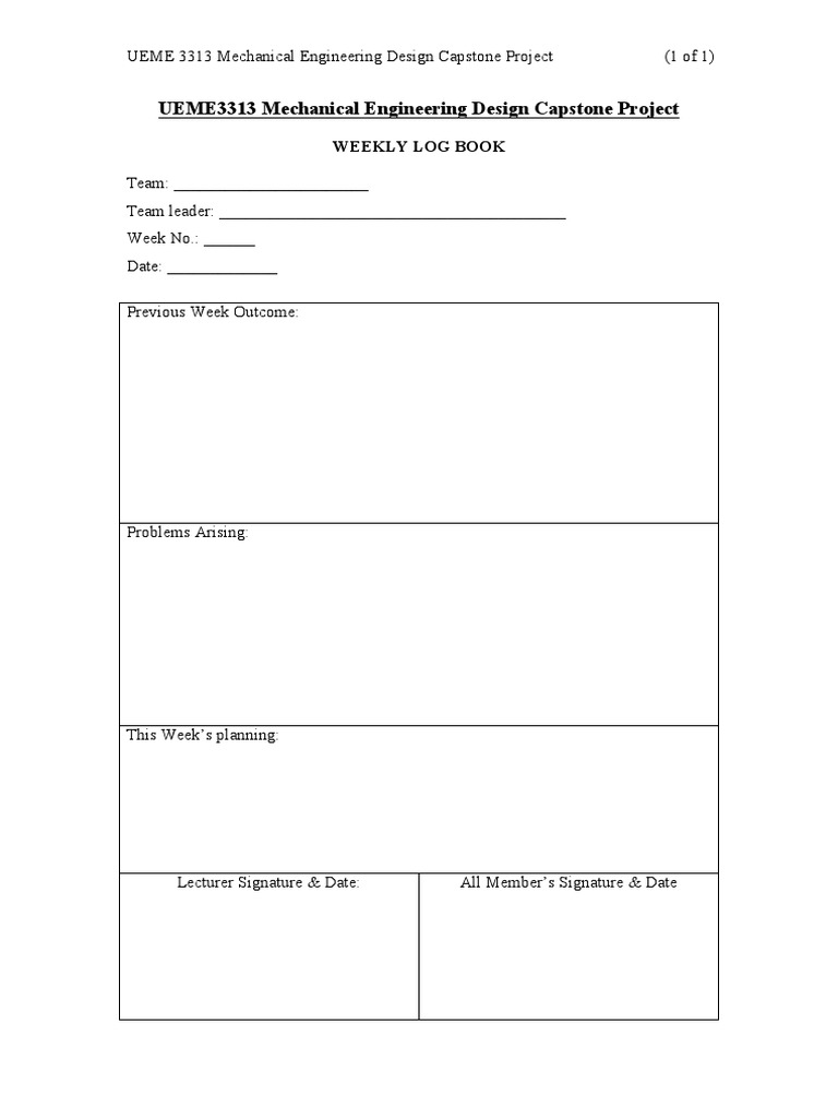 Capstone Project Log Template | PDF