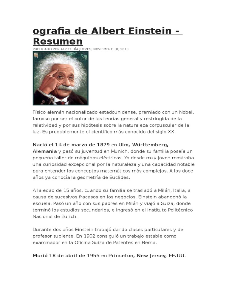 Biografia de Albert Einstein | PDF | Historia | Clásicos