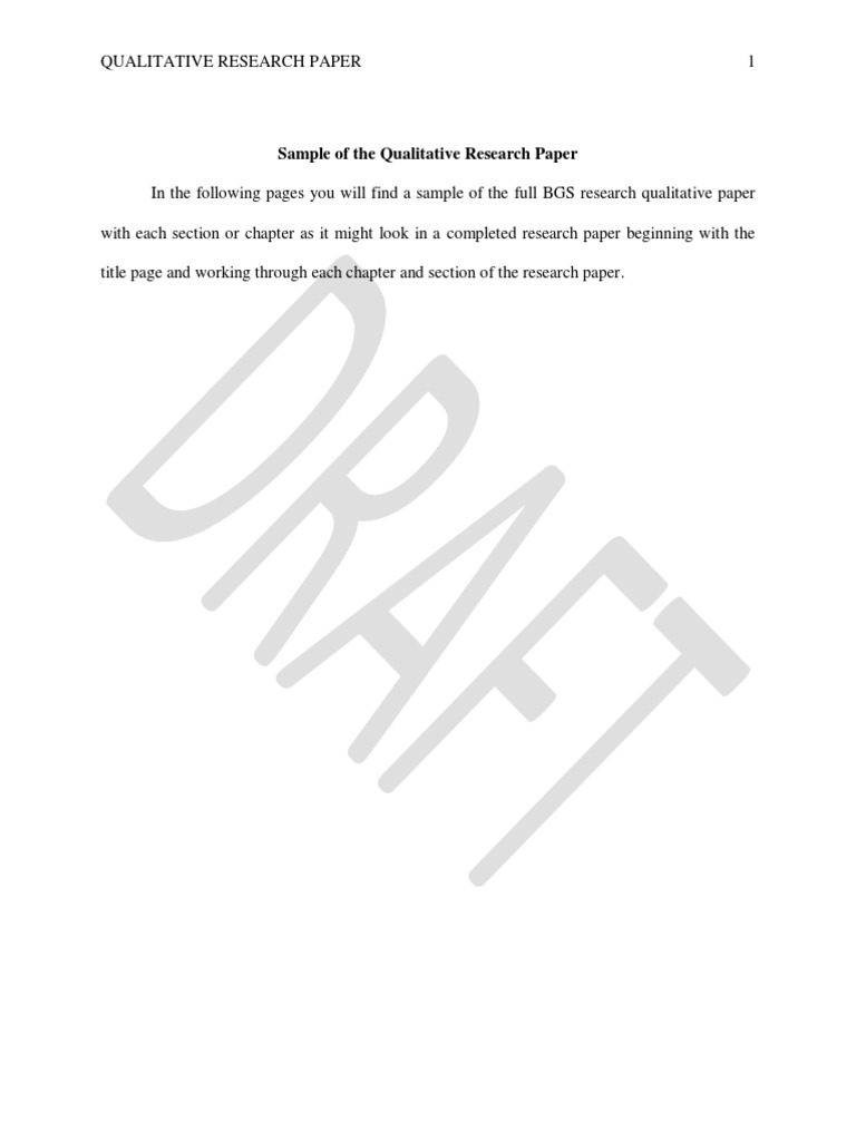 Sample Qualitative Research Paper | PDF | Institutional Review Board ...