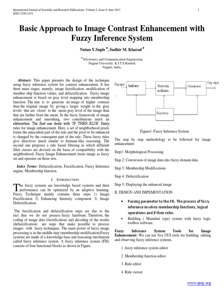 FIS for Image Contrast Enhancement | PDF | Fuzzy Logic | Areas Of Computer Science