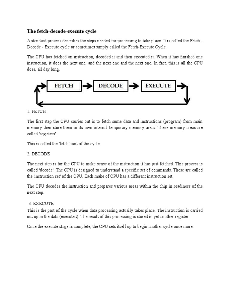 The Fetch-Decode-Execute Cycle | PDF | Computers | Technology & Engineering